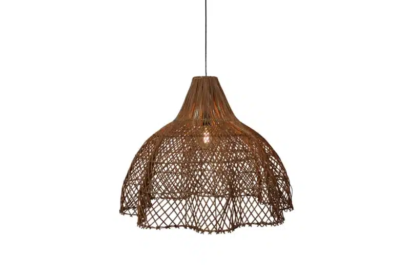 Rotan hanglamp met licht